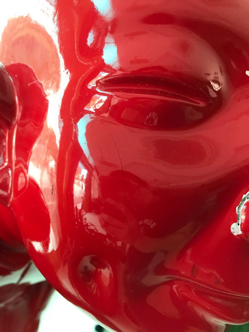 Red bowing man statue \ lamp, Furniture & Home Living, Lighting & Fans ...