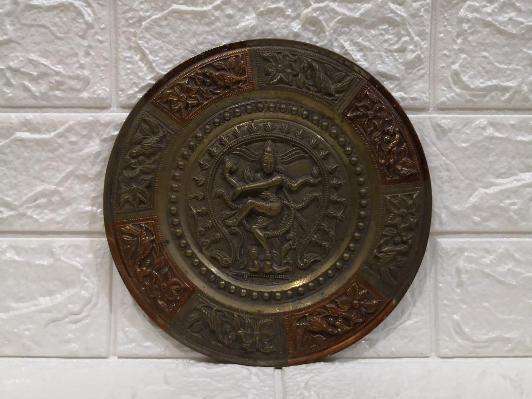 Vintage copper making Indian god statue plate display, Furniture & Home ...