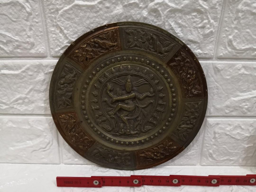 Vintage copper making Indian god statue plate display, Furniture & Home ...