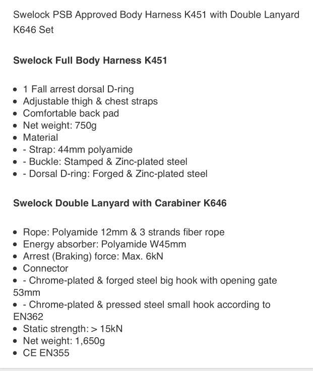 SWELOCK Full body harness & Lanyard, Health & Nutrition, Braces ...