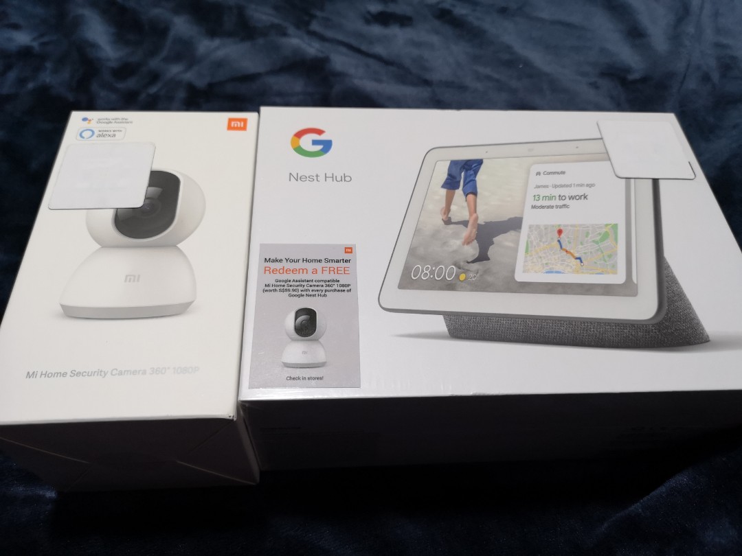 Google Nest Hub and Mi Home Security Camera, Furniture & Home Living ...