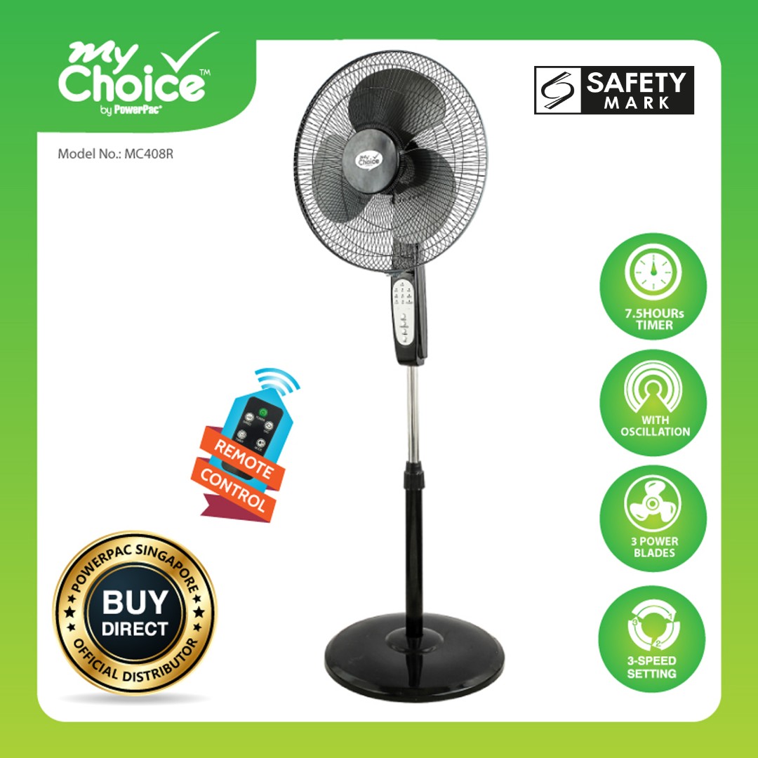 Stand Fan - My Choice by PowerPac 16 inch Stand Fan with Remote Control ...