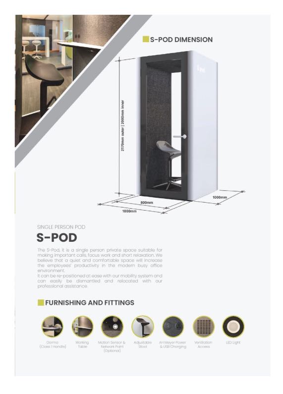 Private Discussion Phone Booth Meeting Pod, Furniture & Home Living ...