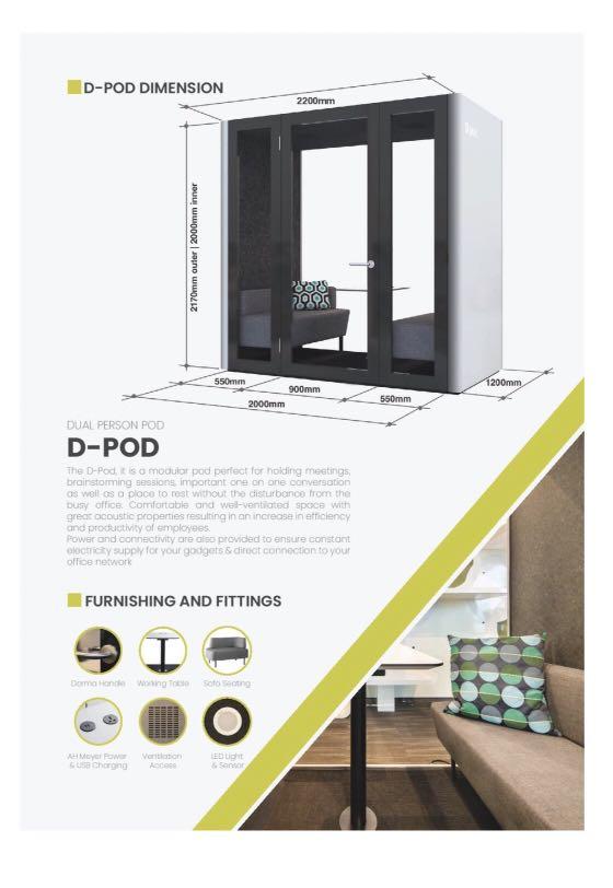 Private Discussion Phone Booth Meeting Pod, Furniture & Home Living ...