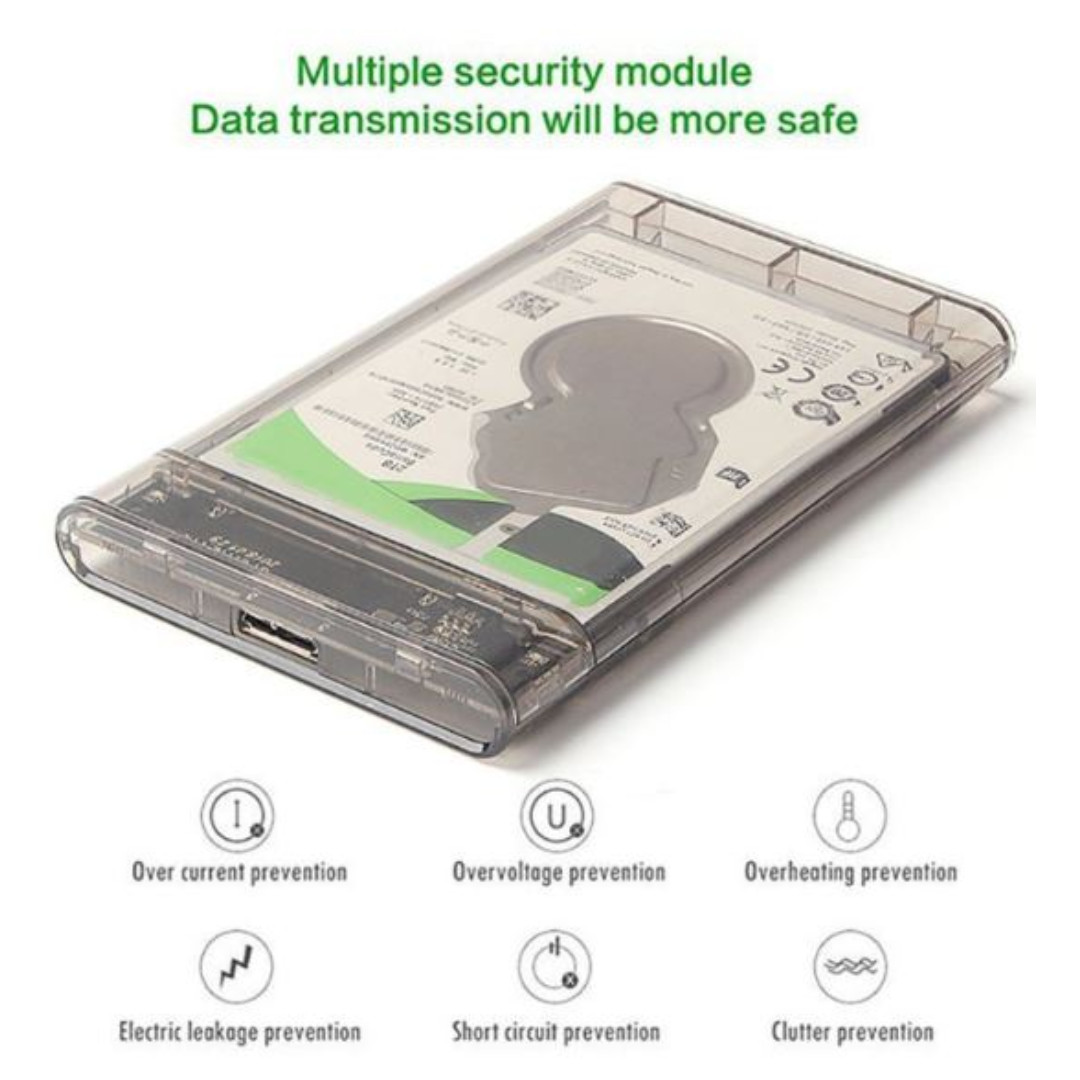 USB 3.0 SATA Hd Box Hard Disk Drive External HDD Enclosure Transparent ...
