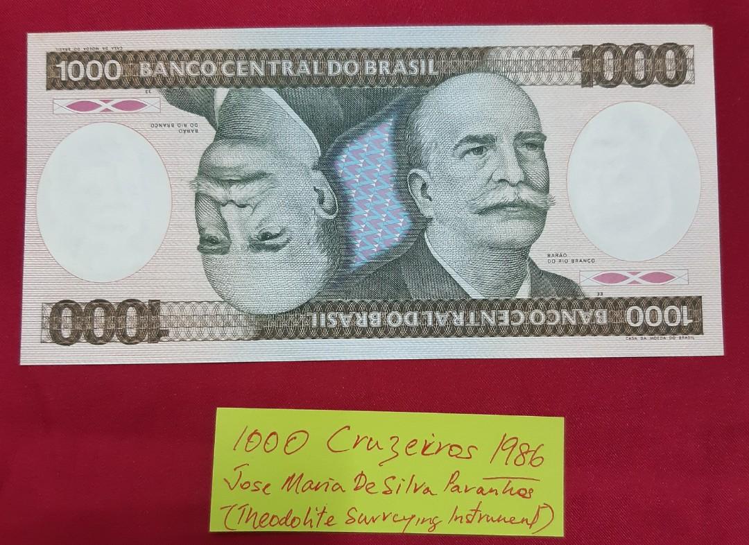 Brazil 1000 Cruzeiros 1986 Banknote, Hobbies & Toys, Collectibles ...
