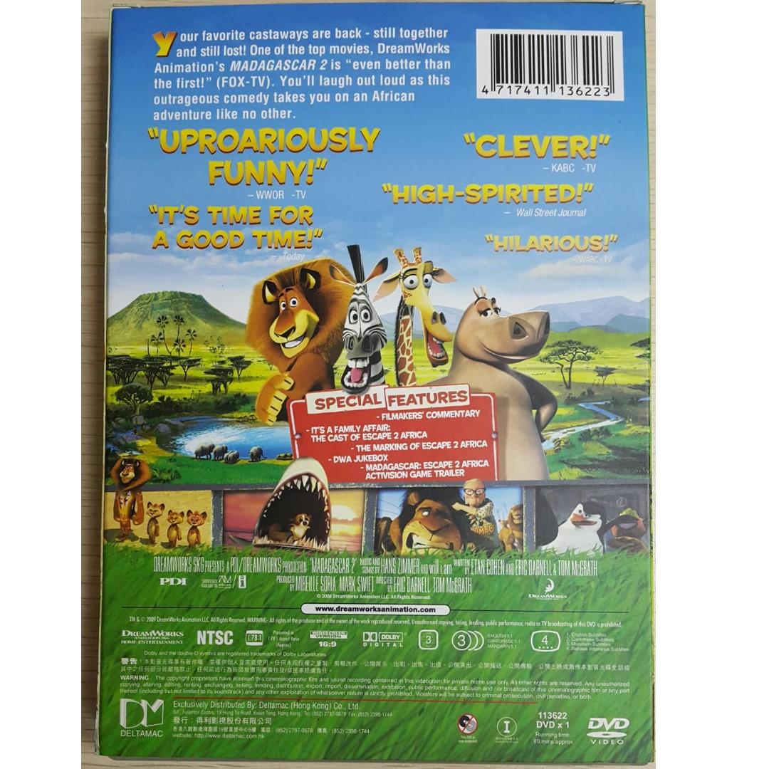DVD 荒失失奇兵2 Madagascar: Escape 2 Africa 電影 粵語配音 中文字幕 動畫 動漫 卡通片 包平郵, 興趣及遊戲, 音樂、樂器 & 配件, 音樂與媒體 - CD ...