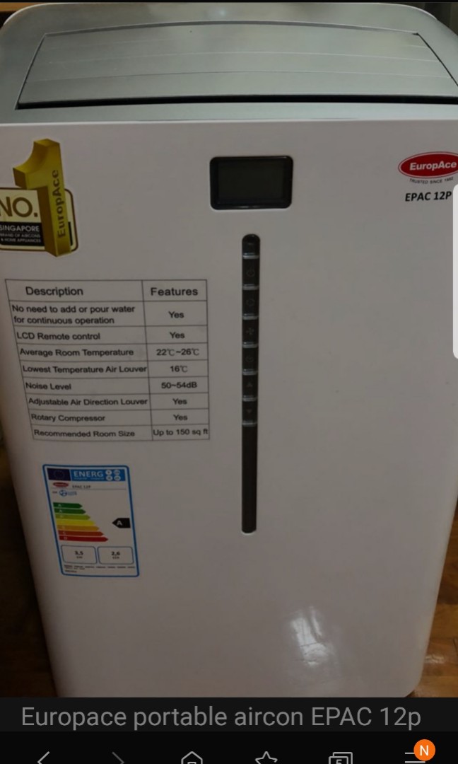 Europace portable aircon EPAC 12, TV & Home Appliances, Air ...