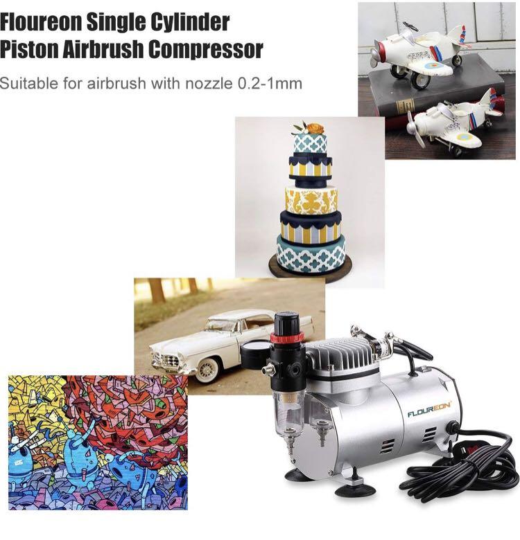 Floureon AS18-2 Airbrush Compressor Air Brush Spray Gun Kit for ...
