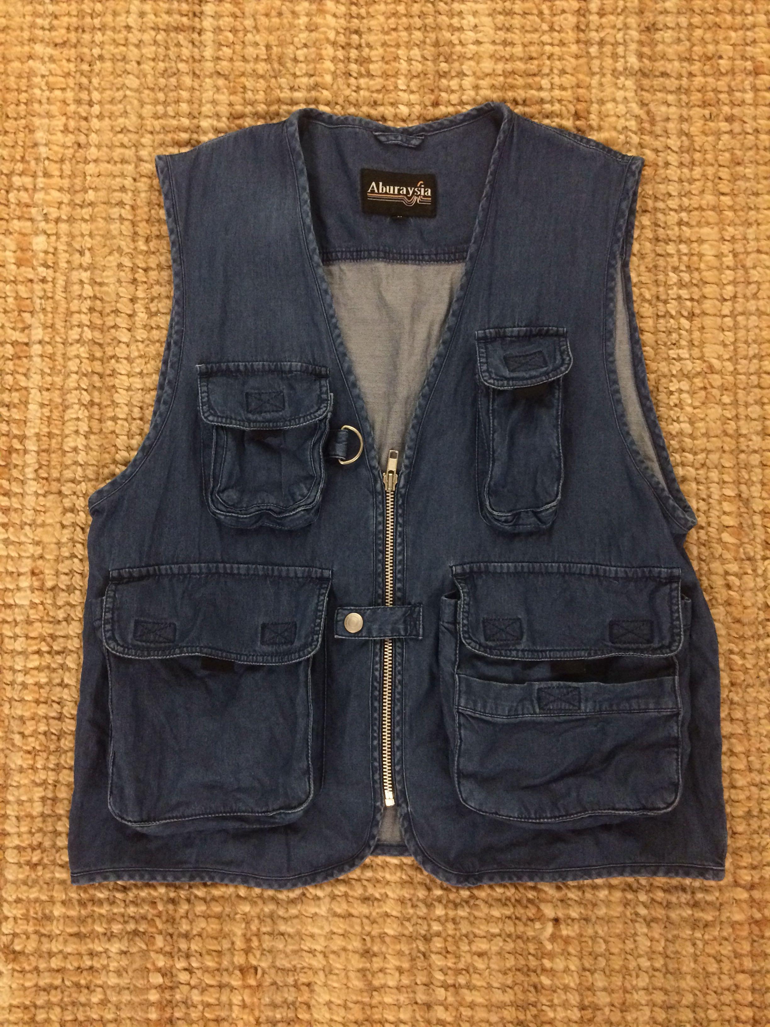 Vintage Aburaysia Utility/work denim vest, Men's Fashion, Coats, Jackets and Outerwear on Carousell