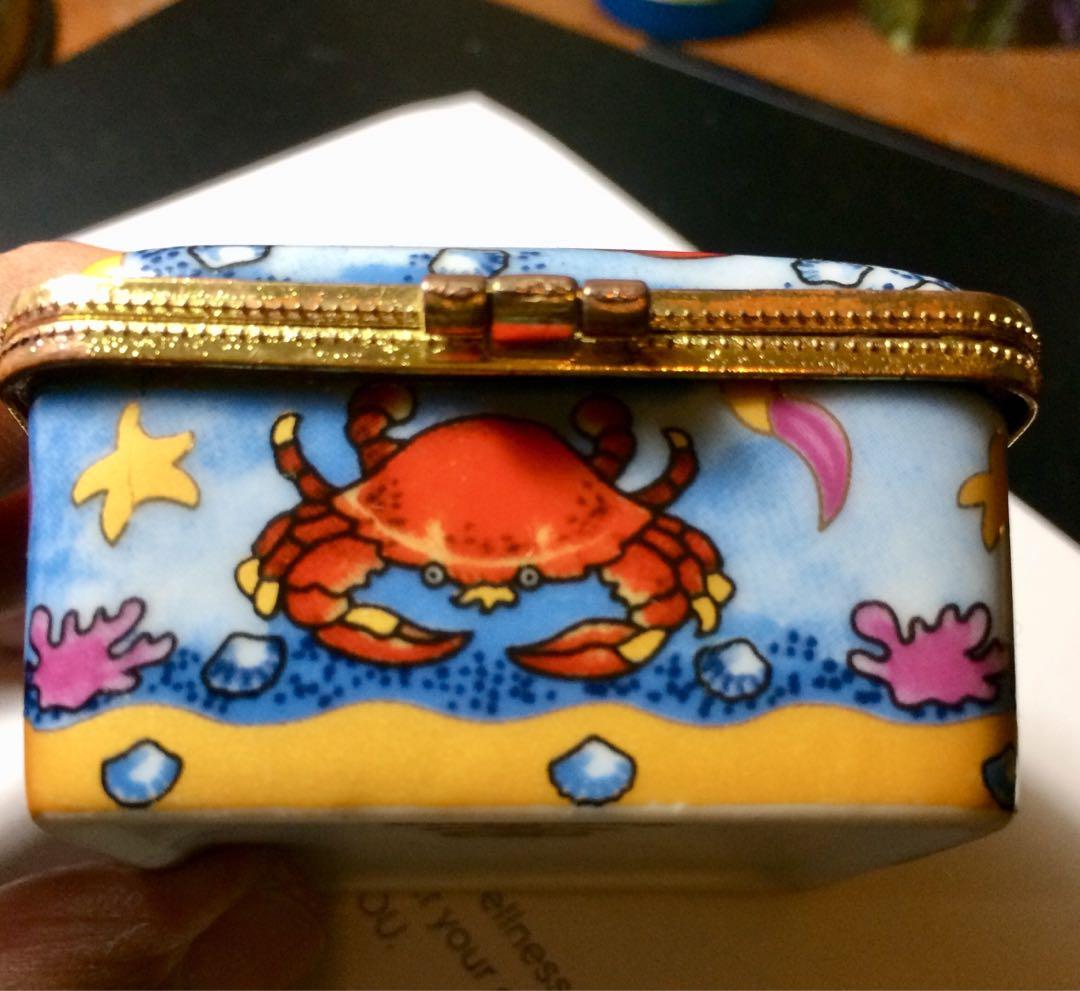 Vintage Crab & Fish Porcelain Trinket Box, Furniture & Home Living ...