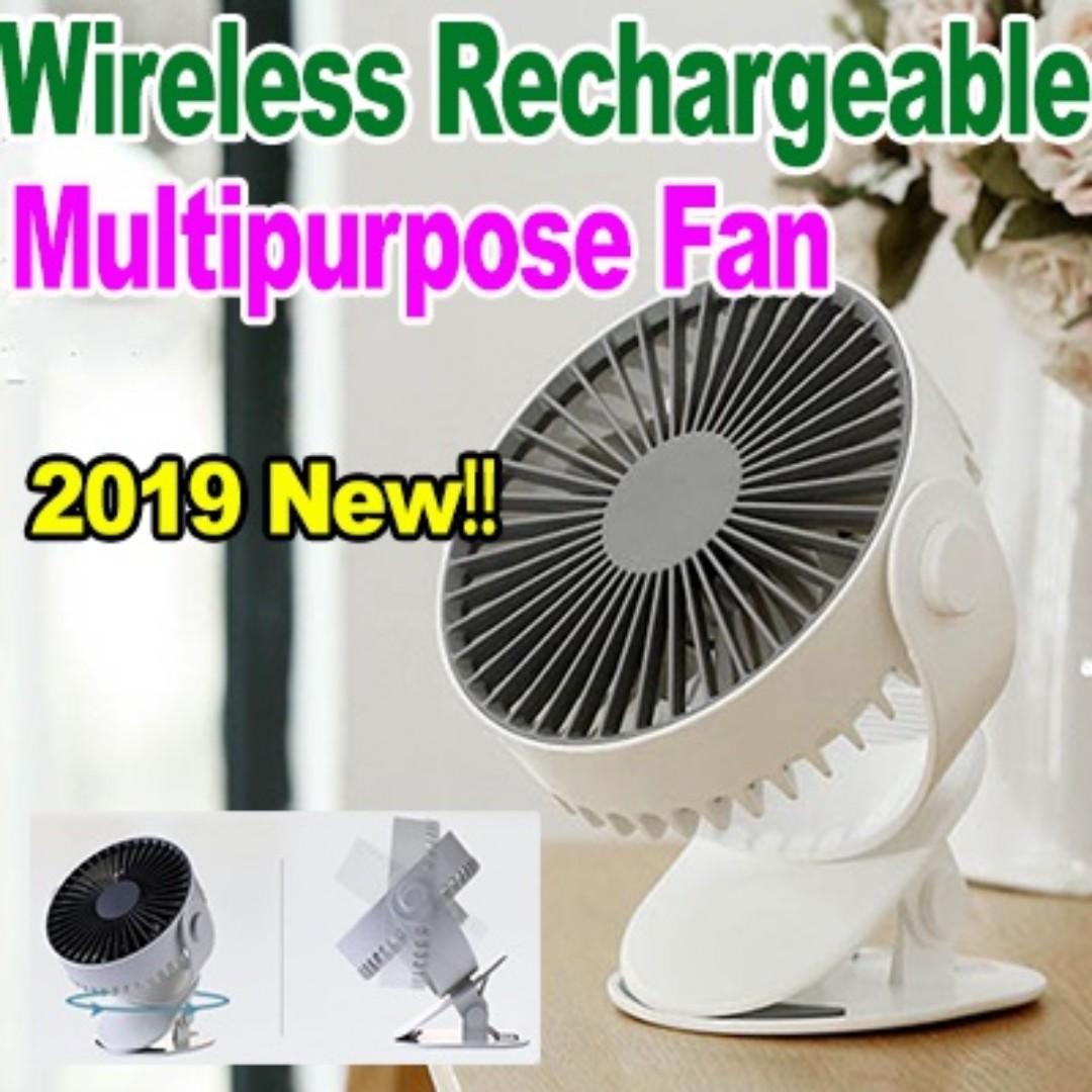 Wireless rechargeable Clip-on Fan 360 Degree Rotate USB Electric Fan ...