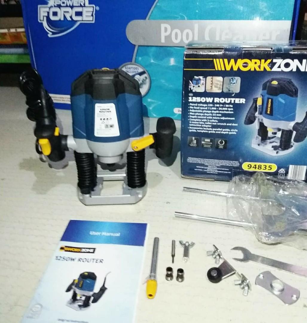Workzone 1250W plunge router, Furniture & Home Living, Home Improvement ...