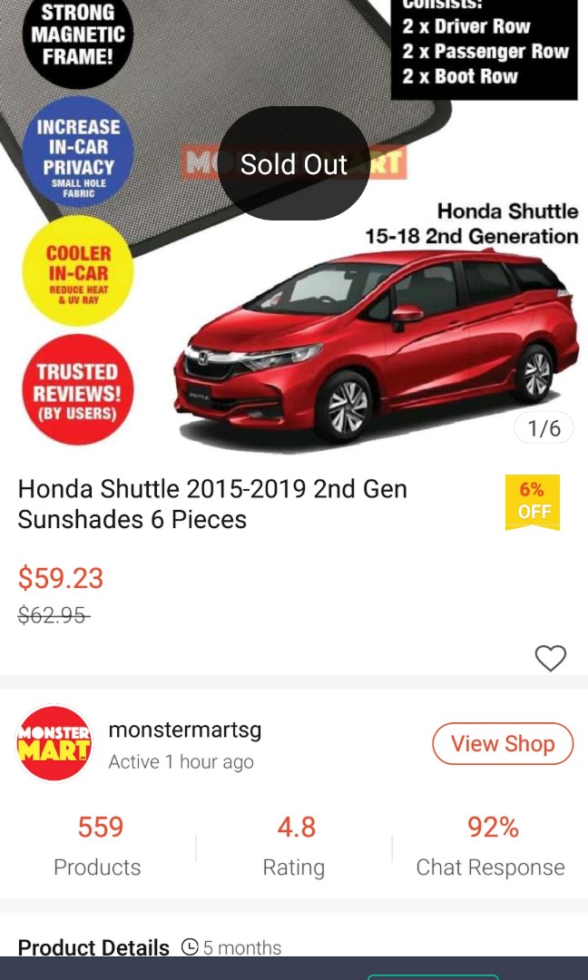 Honda shuttle shade, Car Accessories, Accessories on Carousell