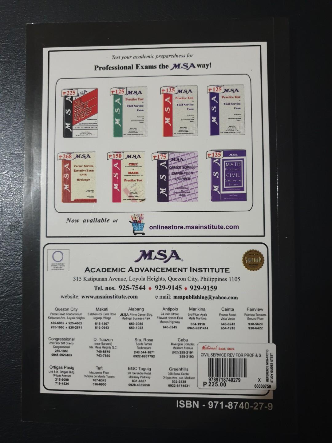 MSA Civil Service Reviewer, Hobbies & Toys, Books & Magazines ...