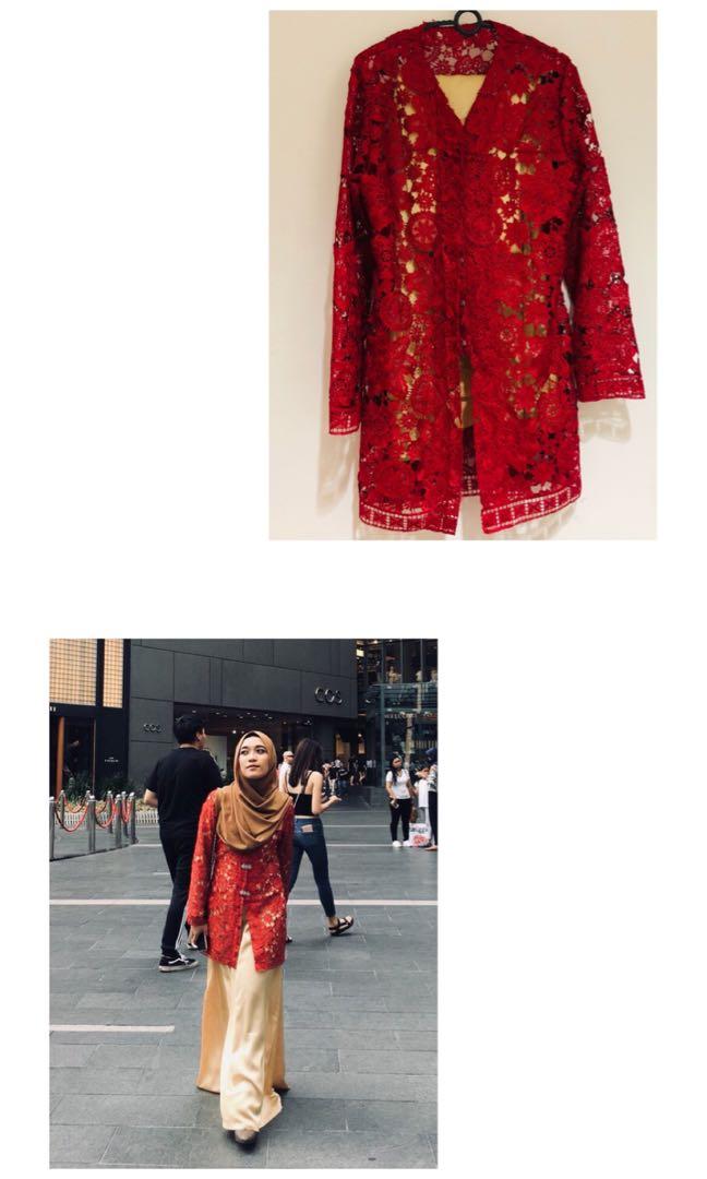 Red Kebaya, Women's Fashion, Dresses & Sets, Traditional & Ethnic wear ...