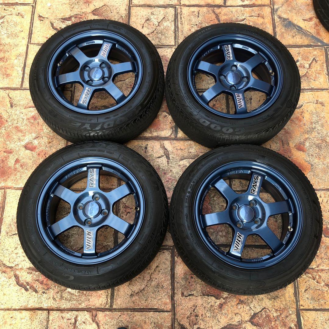 Rim TE37 Mag Blue 15 inci, Auto Accessories on Carousell