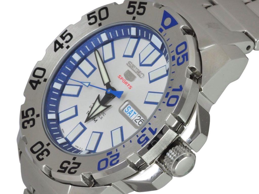 Seiko 5 Sports SRP481 Snow Monster Automatic Watch SRP481K1 Ice Monster ...