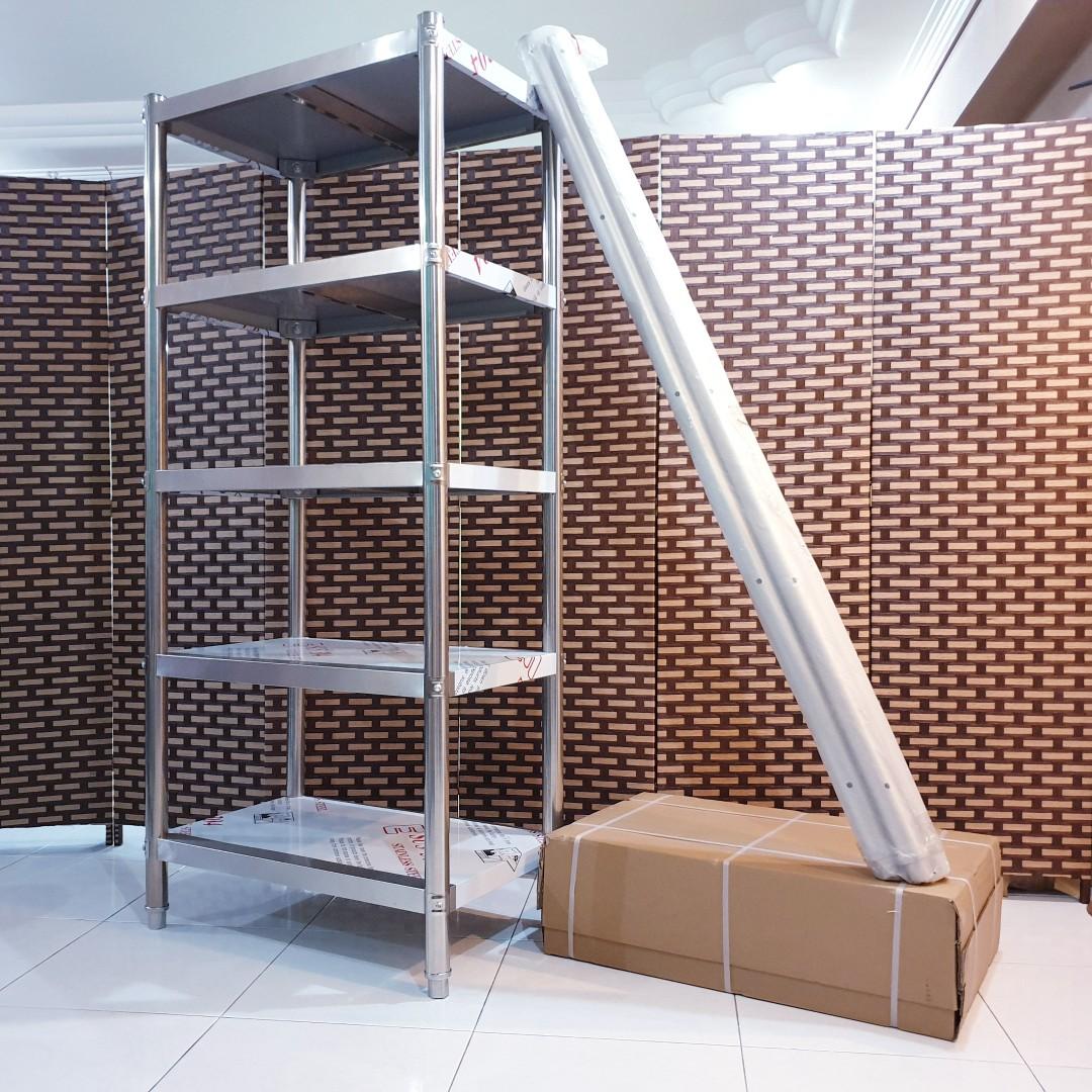 Stainless Steel Shelf Shelves Rack with Optional Wheels, Furniture ...