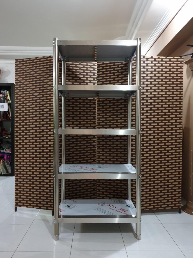 Stainless Steel Shelf Shelves Rack with Optional Wheels, Furniture ...