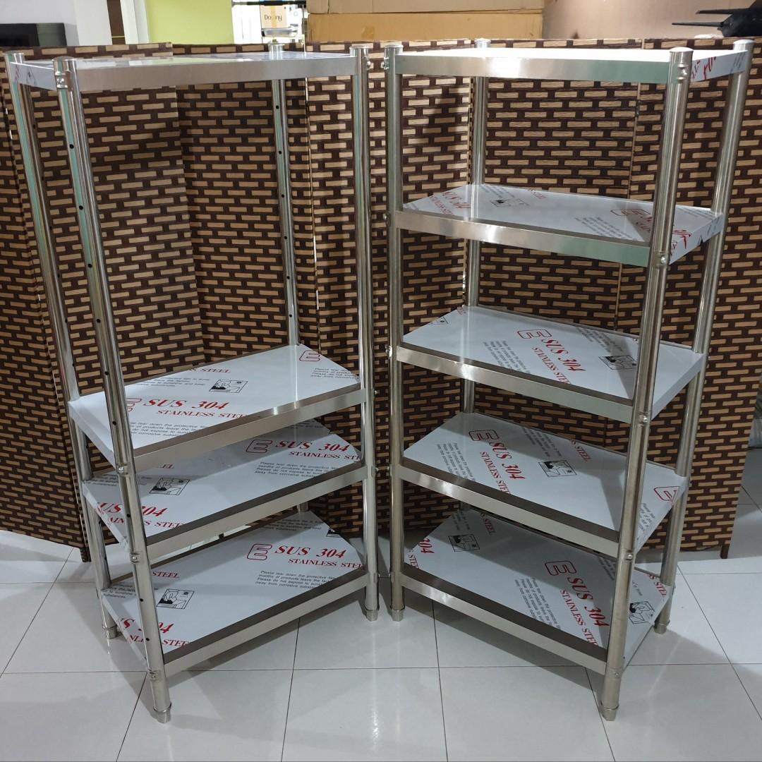 Stainless Steel Shelf Shelves Rack with Optional Wheels, Furniture ...