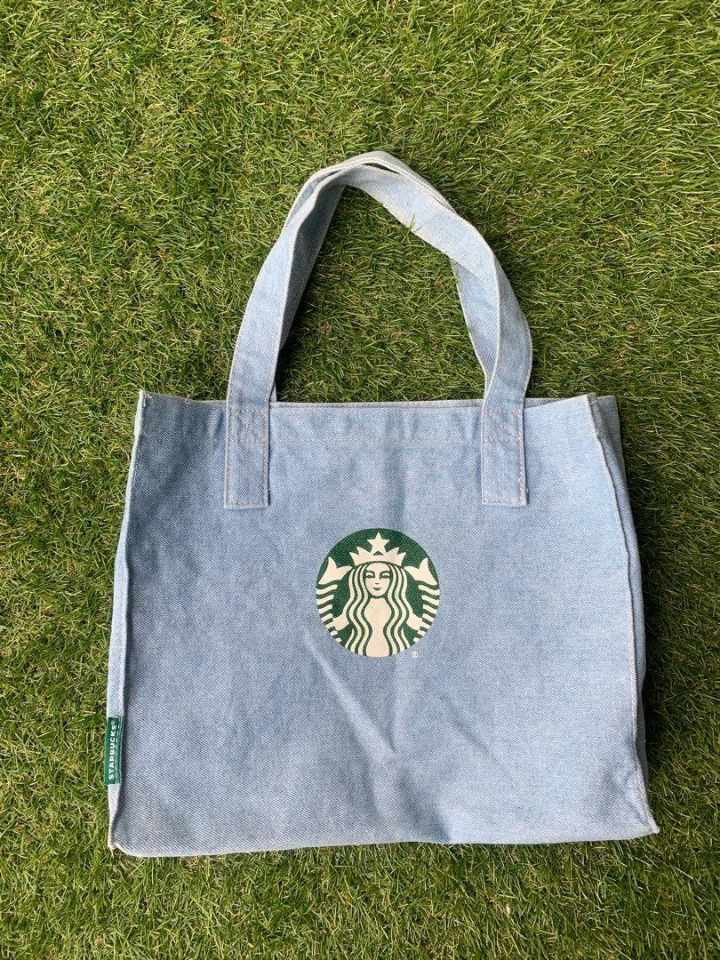 STARBUCKS denim shopping bag (authentic), Women's Fashion, Bags ...