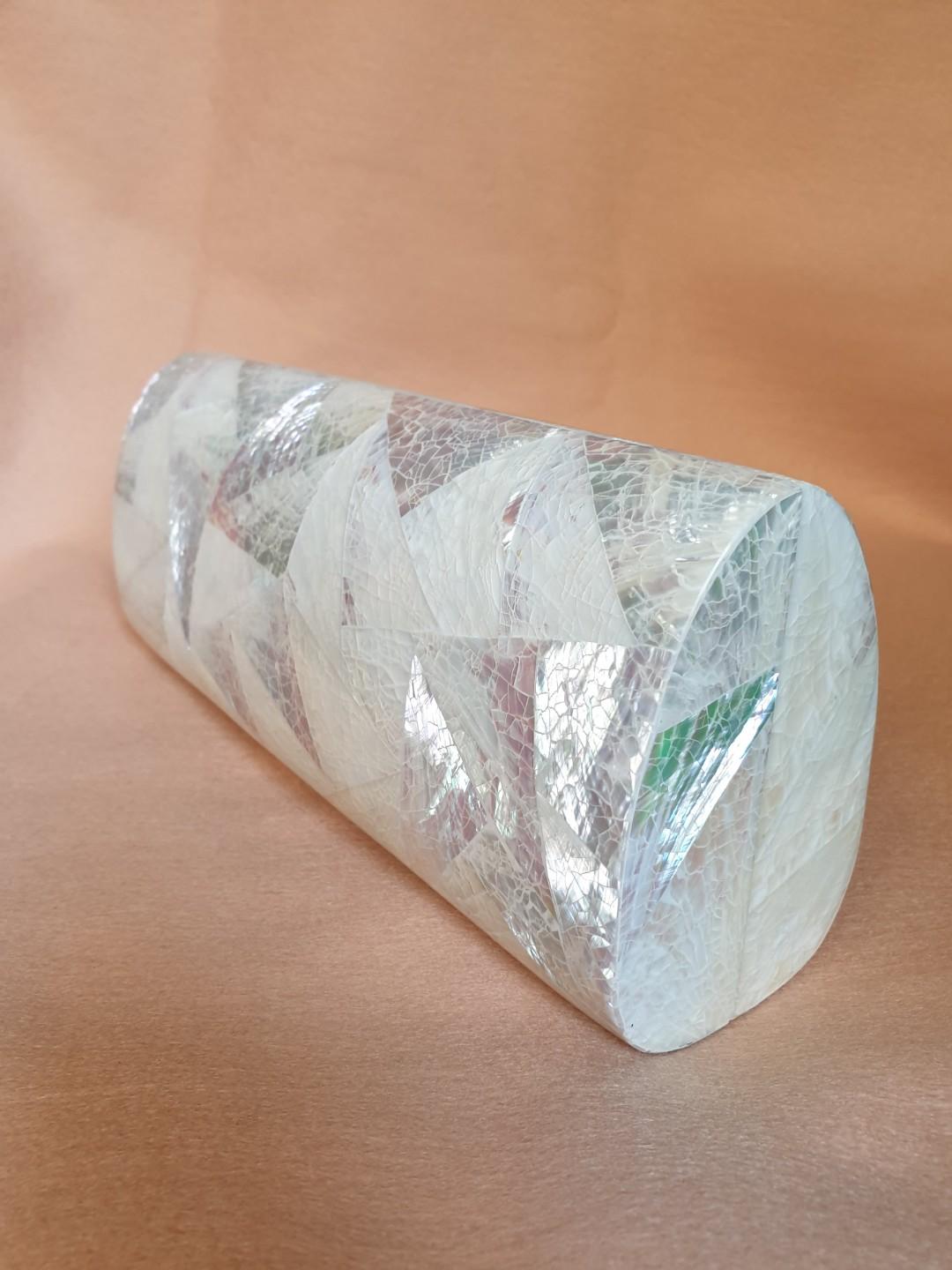 White abalone shell clutch bag, Women's Fashion, Bags & Wallets ...