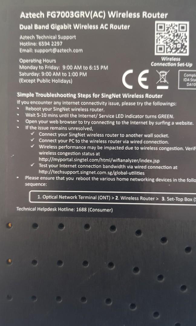 Aztech Fibre 2 in 1 router + modem (FG7003GRV(AC), Computers & Tech ...