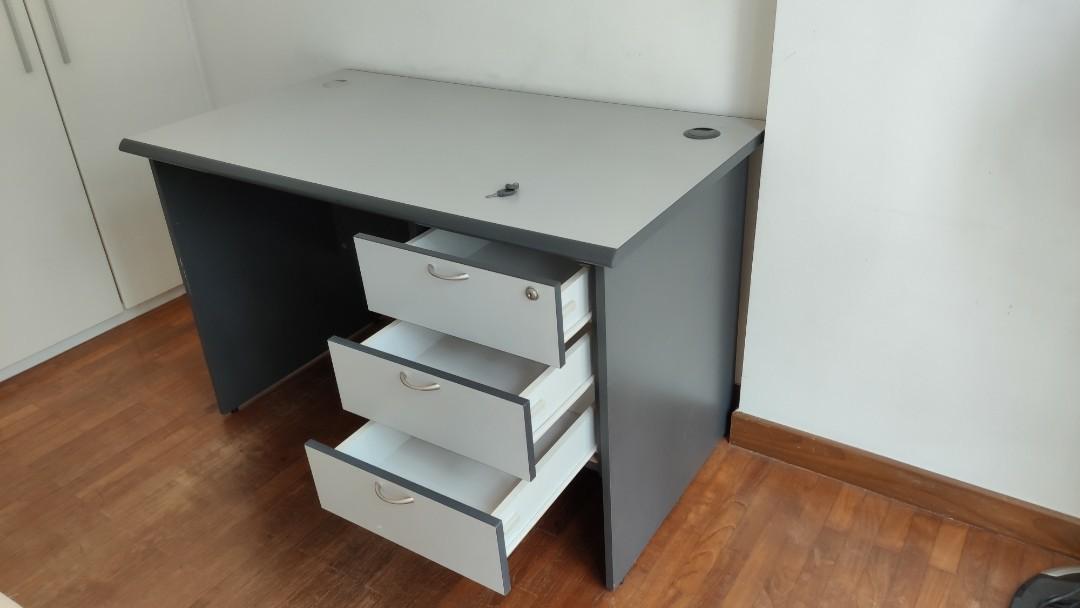 Gray Study/Office Table, Furniture, Tables & Chairs on Carousell