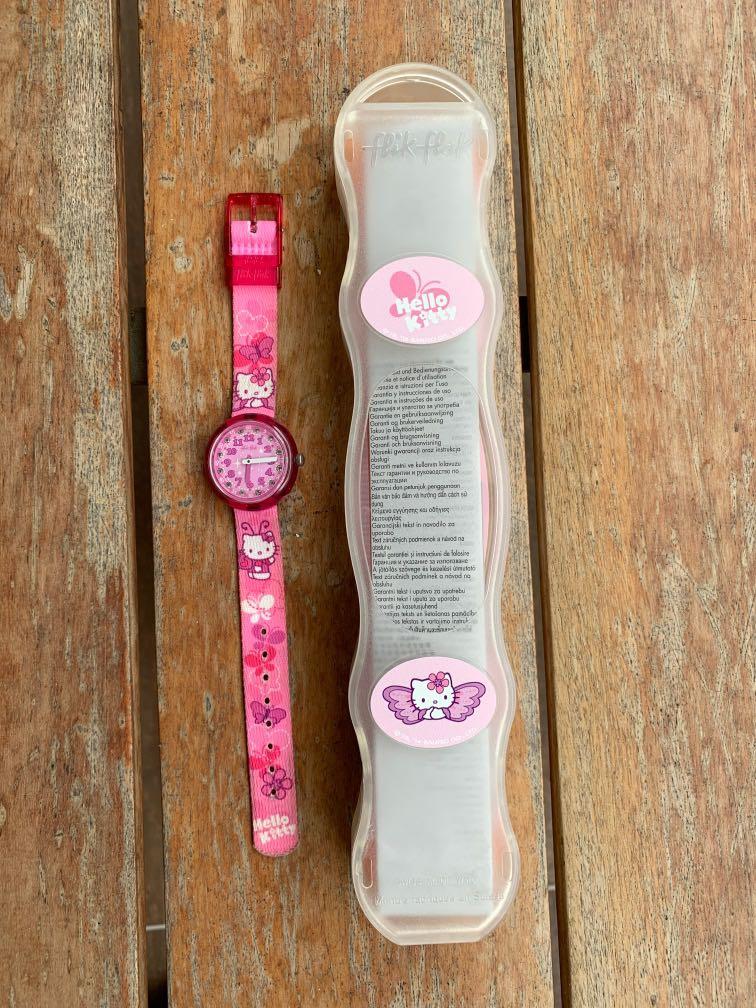 Hello Kitty Swatch Flik Flak Watch, Babies & Kids, Babies & Kids ...