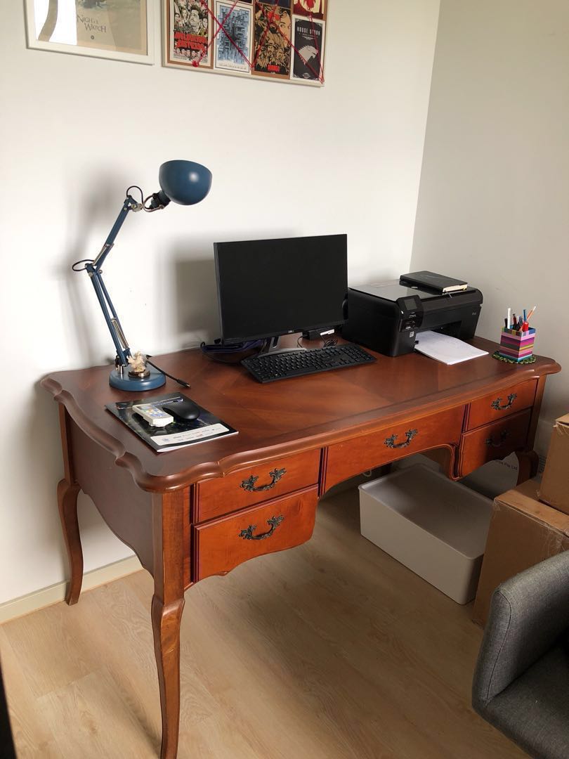 Italian solid wood study table, Furniture & Home Living, Furniture ...