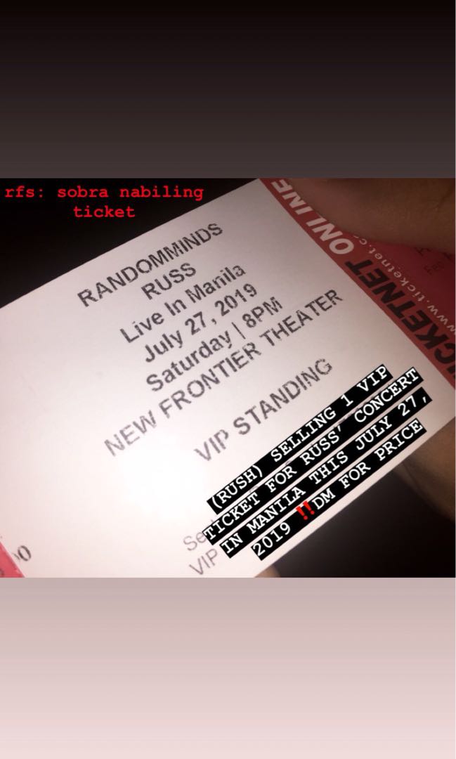 RUSH RUSS VIP CONCERT TICKET, Tickets & Vouchers, Event Tickets on ...