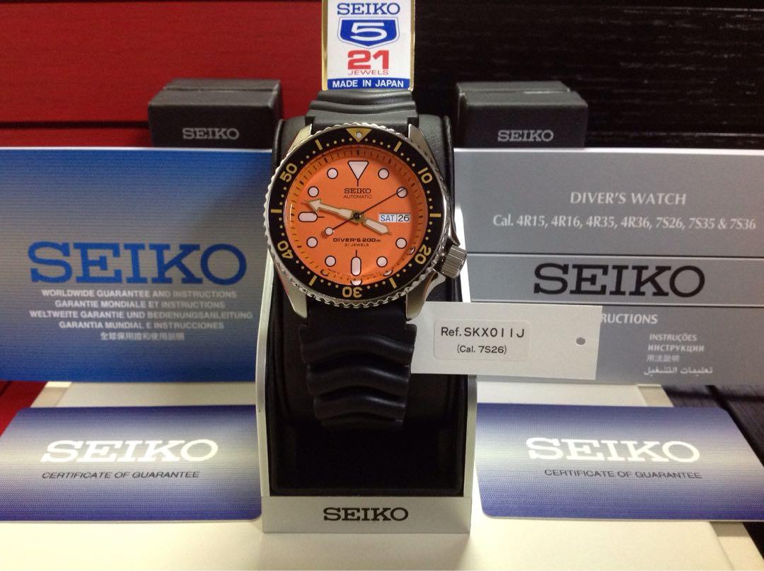 Seiko SKX011 Divers Automatic Watch SKX011J Rubber Strap Brand New, Men ...