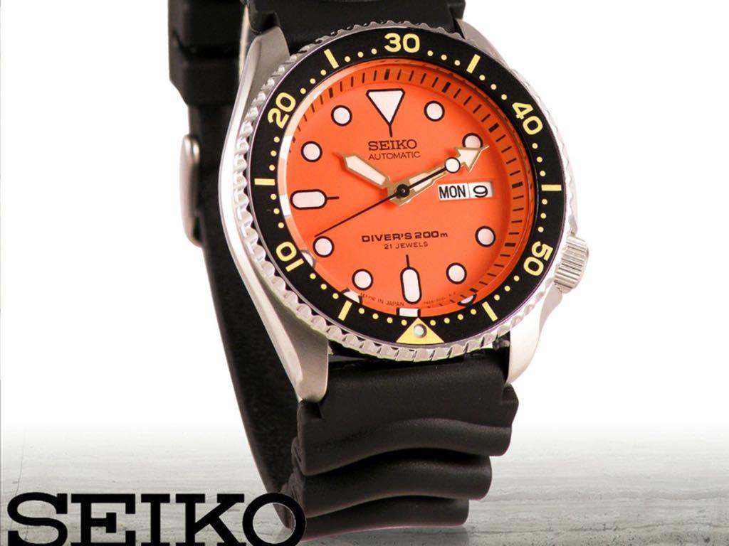 Seiko SKX011 Divers Automatic Watch SKX011J Rubber Strap Brand New, Men ...