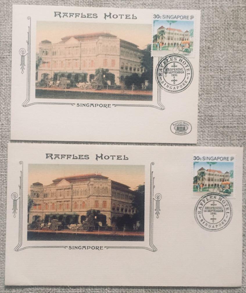 Singapore Raffles Hotel 1991 Postcard and First Day Cover both with ...