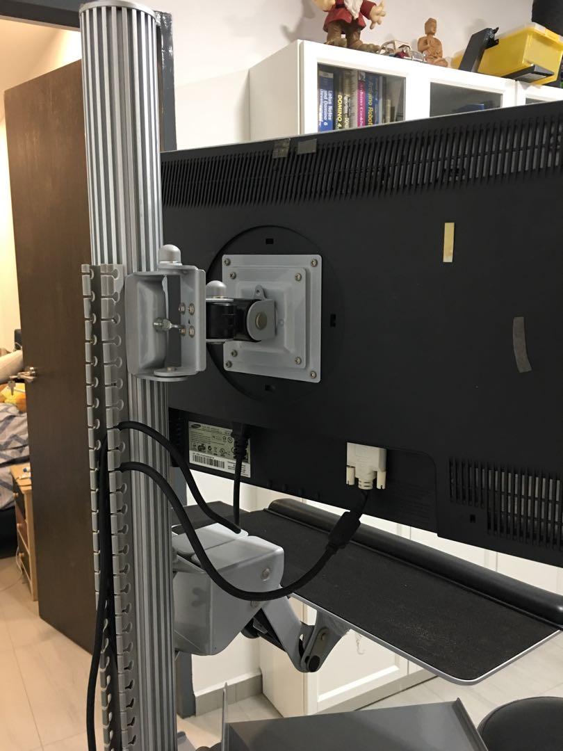 Standing computer table with stool & monitor., Furniture & Home Living ...