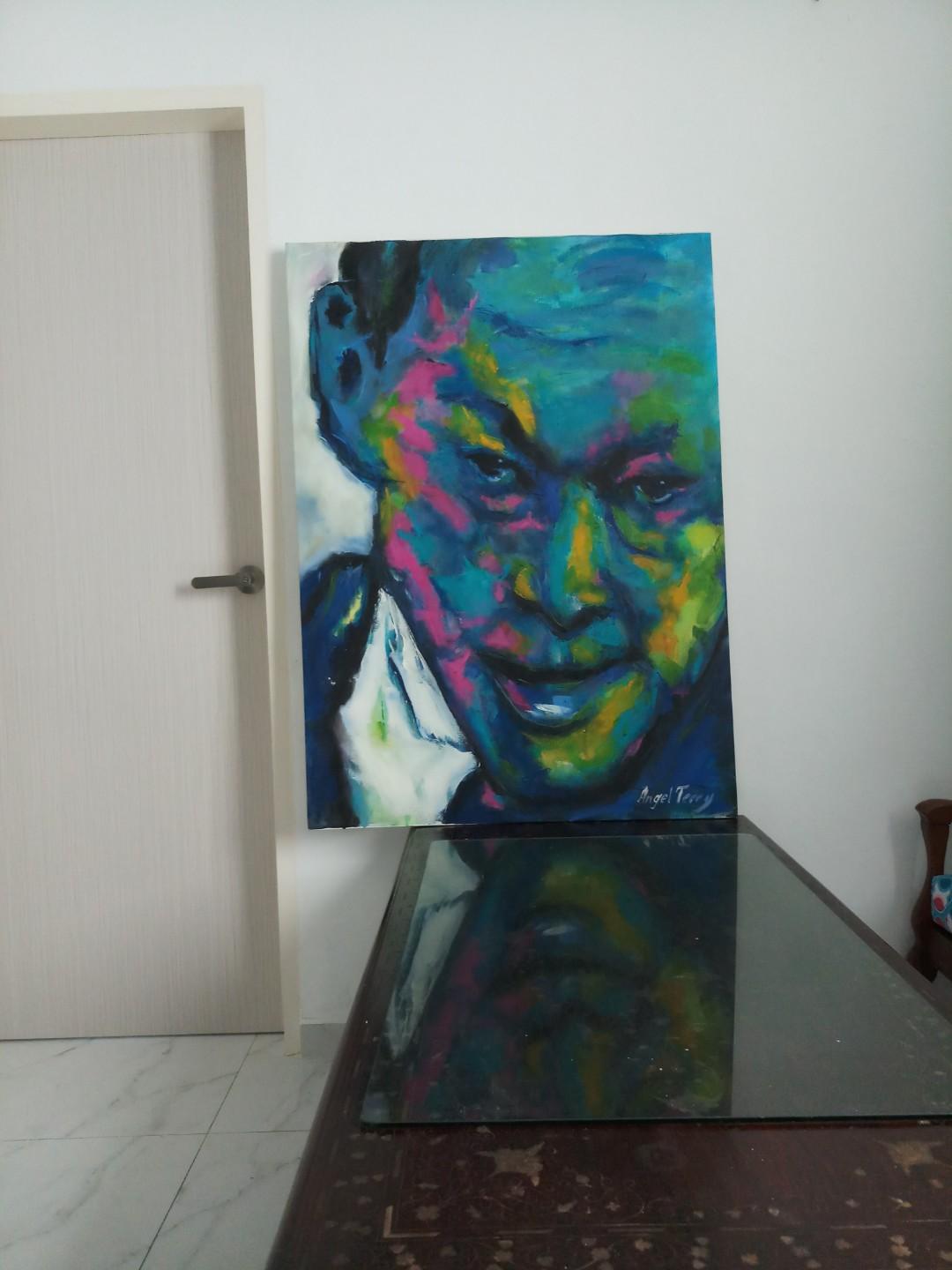 Original Oil Painting (Art) of Lee Kuan Yew (LKY), Furniture & Home ...