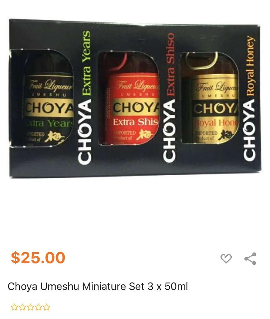 Choya Umeshu Miniature Set 3 X 50ml, Food & Drinks, Alcoholic Beverages ...