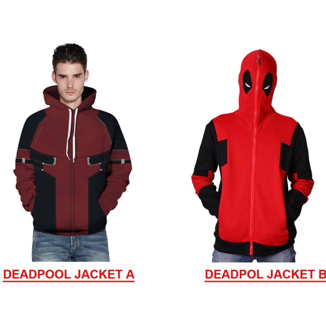 Marvel X-Men Deadpool Costume Sweatshirt Hood Hoodie Jacket, Men's ...