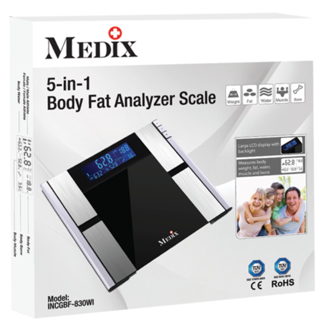 Medix 5 in 1 Body Fat Analyzer Scale, Health & Nutrition, Health ...