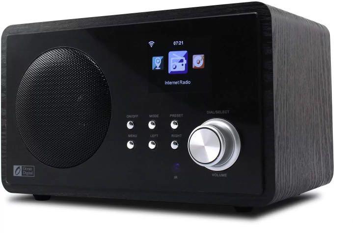 Ocean Digital Wi-Fi Internet Radio WR60 WLAN Wireless Wooden Desktop Alarm Clock Color Display ...