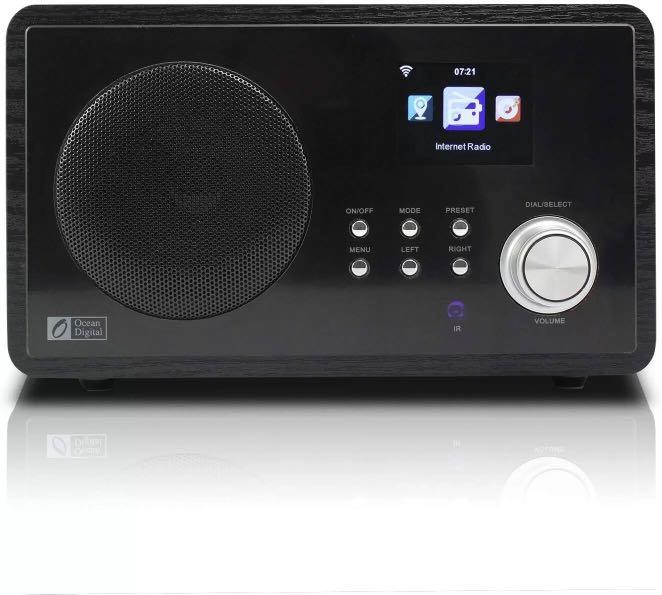 Ocean Digital Wi-Fi Internet Radio WR60 WLAN Wireless Wooden Desktop Alarm Clock Color Display ...
