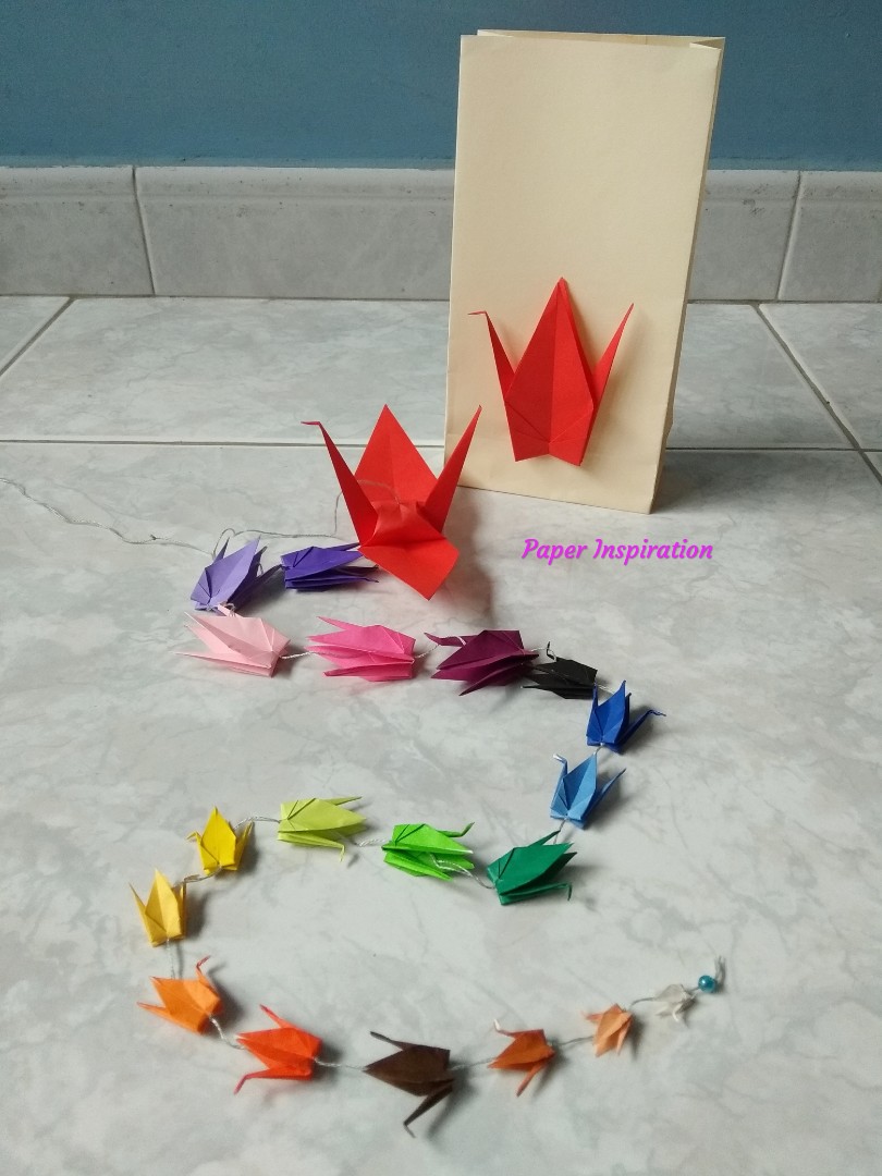 String of origami cranes with doggie bag, Hobbies & Toys, Stationery ...