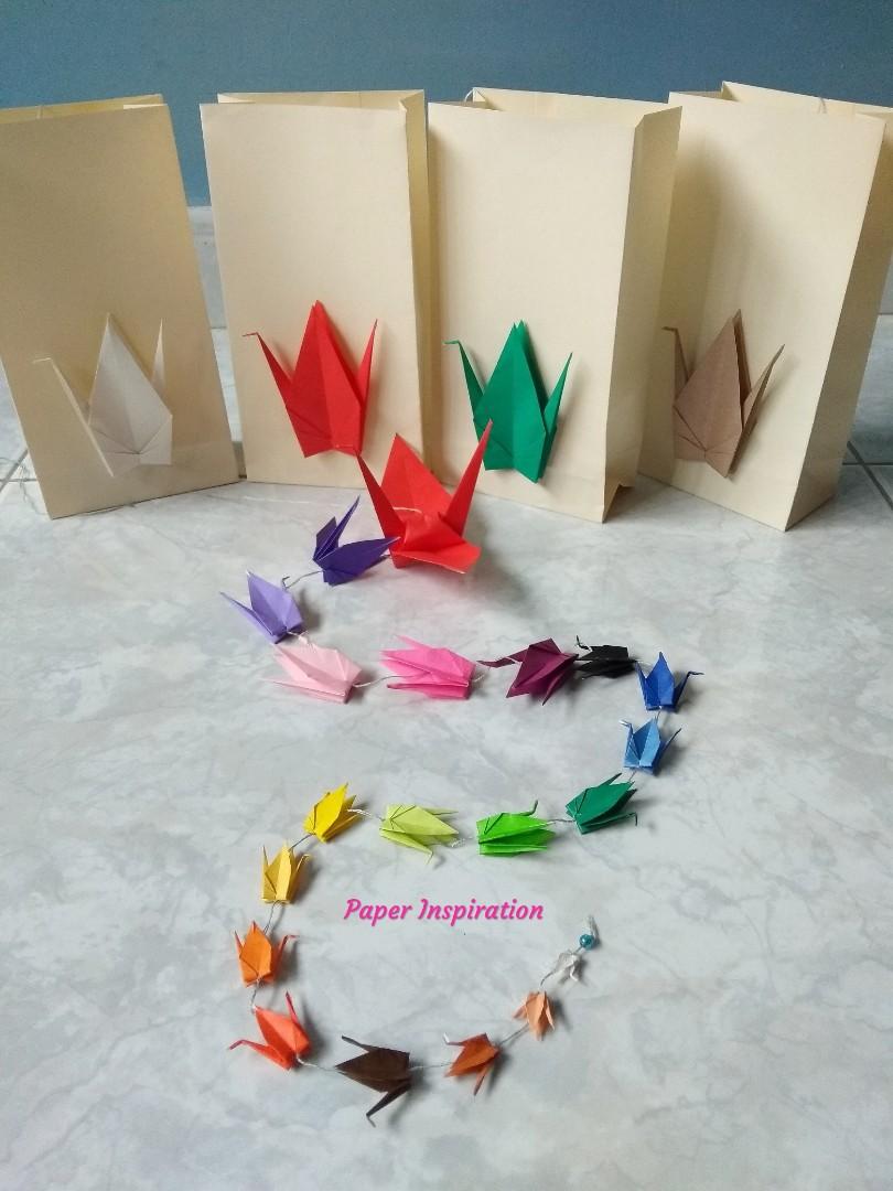 String of origami cranes with doggie bag, Hobbies & Toys, Stationery ...