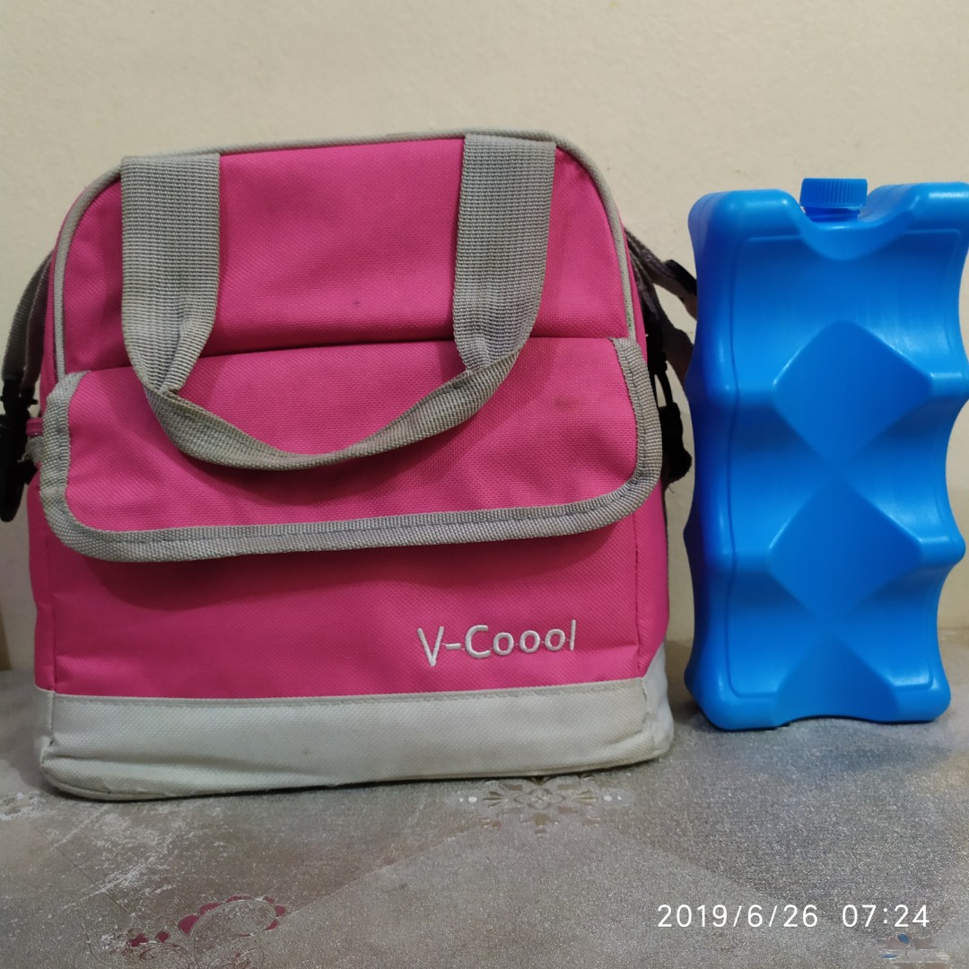 V-cool 2 layers Thermal bag + blue ice box + manual breast pimp, Babies ...