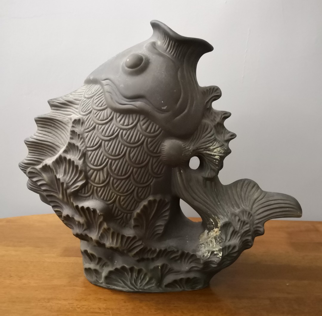 vintage large ceramic fish statue vase, Furniture & Home Living, Home ...