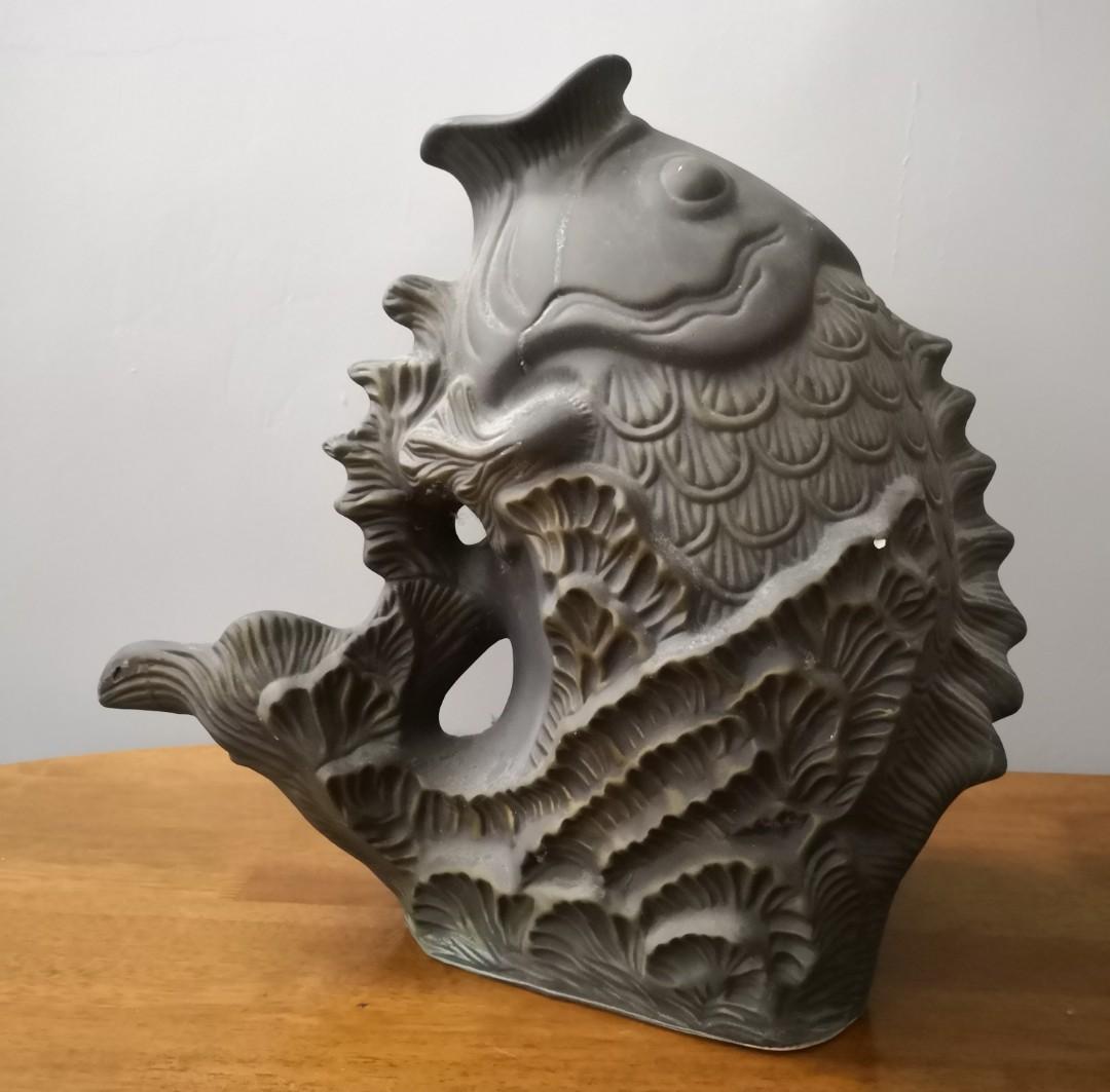 vintage large ceramic fish statue vase, Furniture & Home Living, Home ...