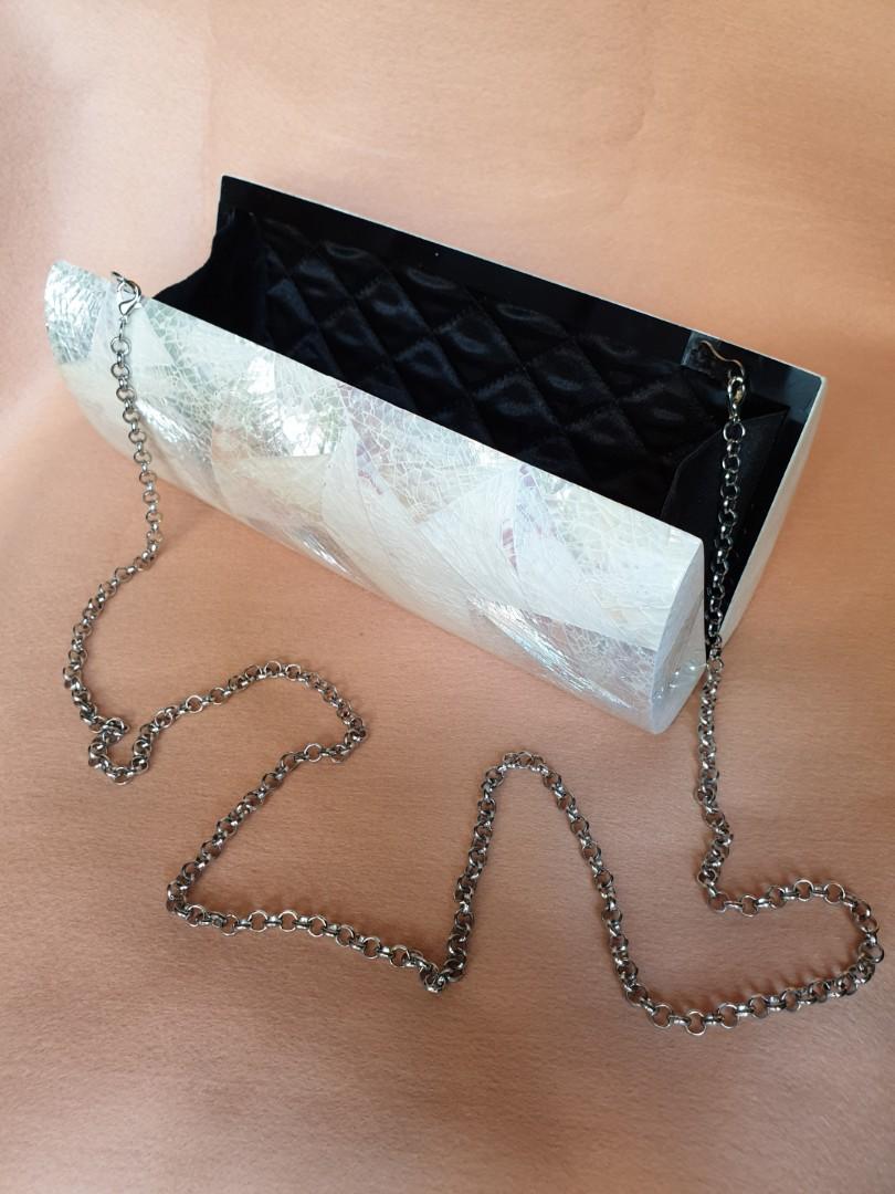 White abalone shell clutch bag, Women's Fashion, Bags & Wallets ...
