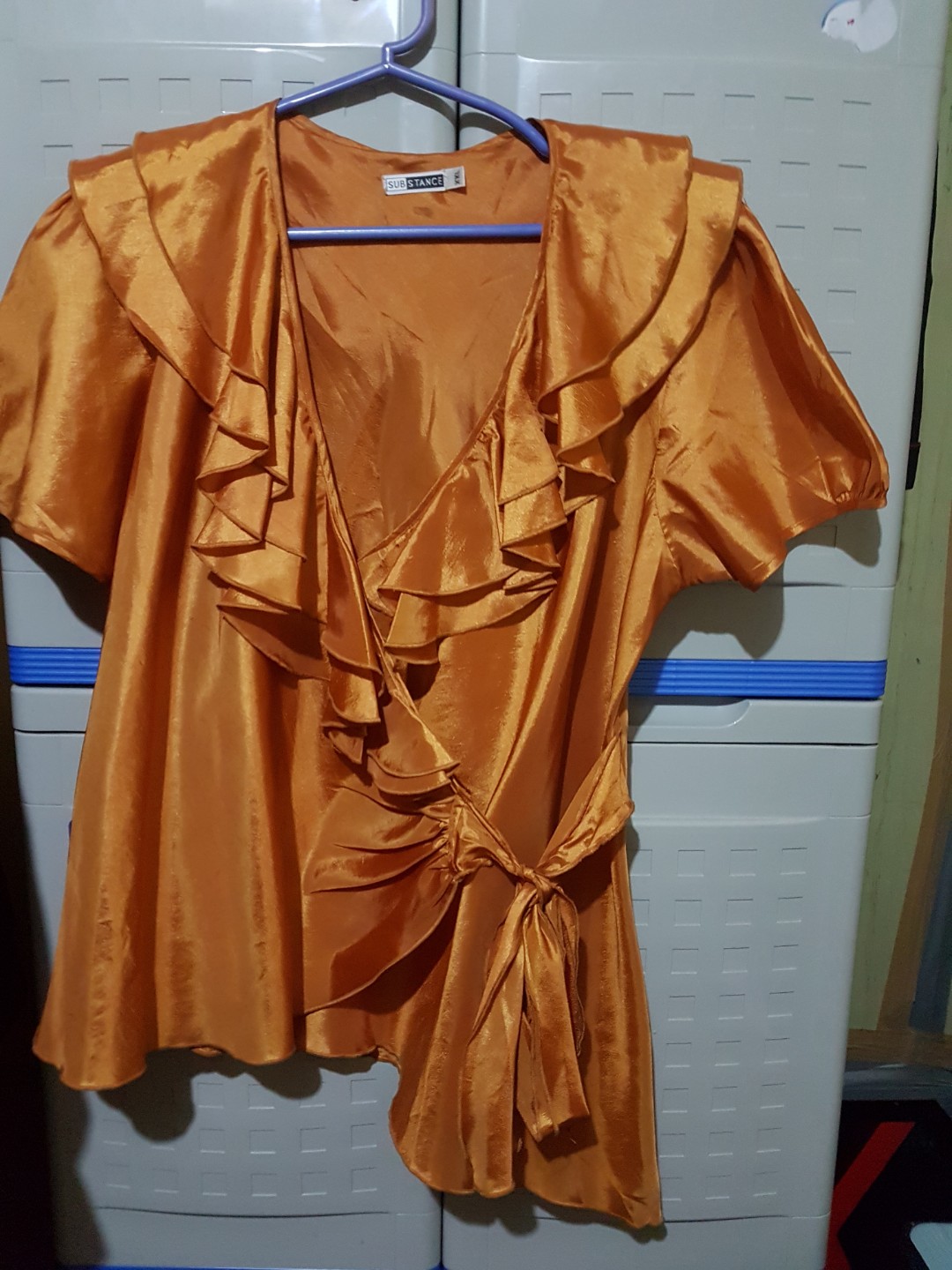XXL Bright Bronze Overlap Top, Women's Fashion, Tops, Others Tops on ...