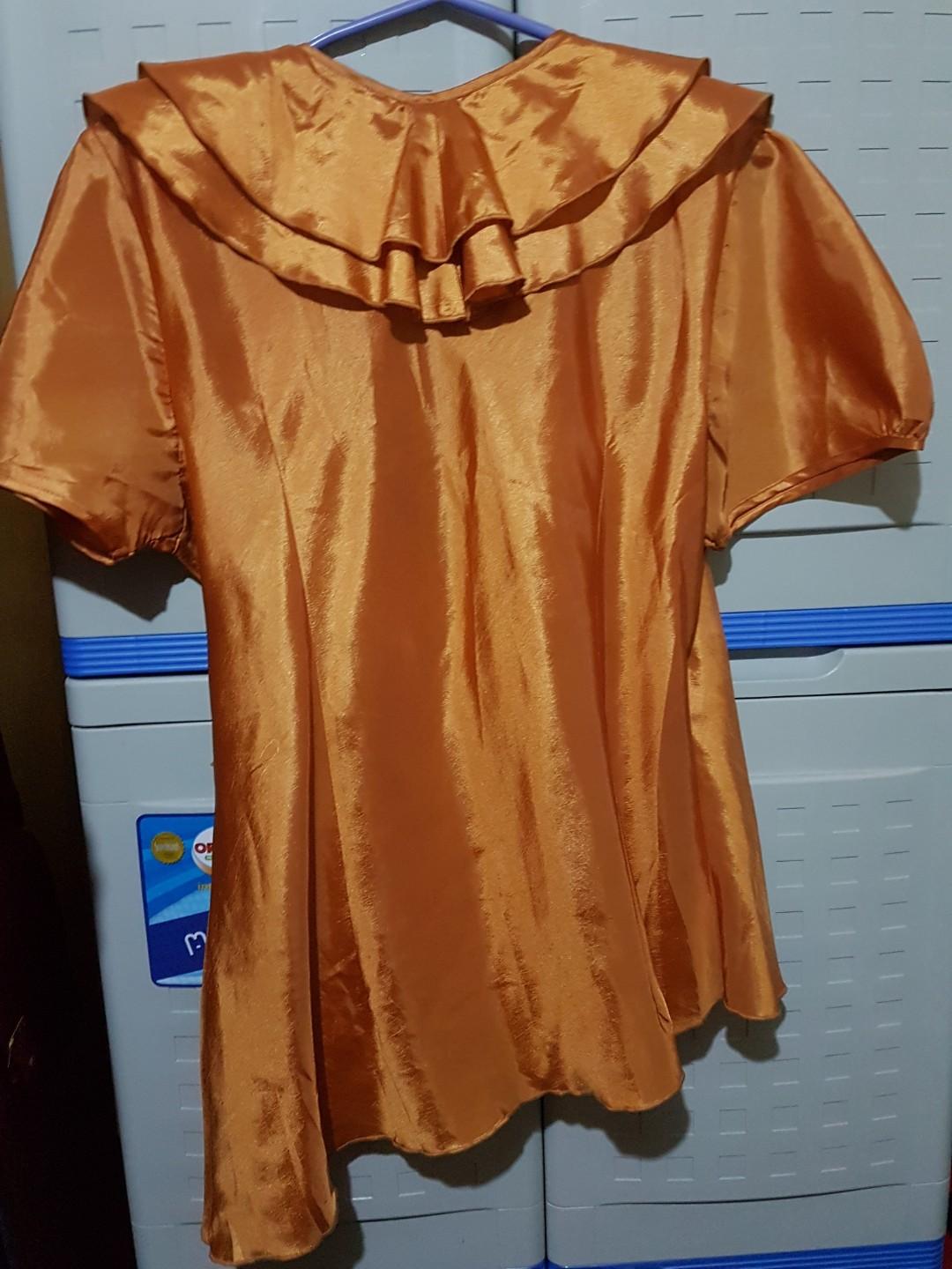 XXL Bright Bronze Overlap Top, Women's Fashion, Tops, Others Tops on ...